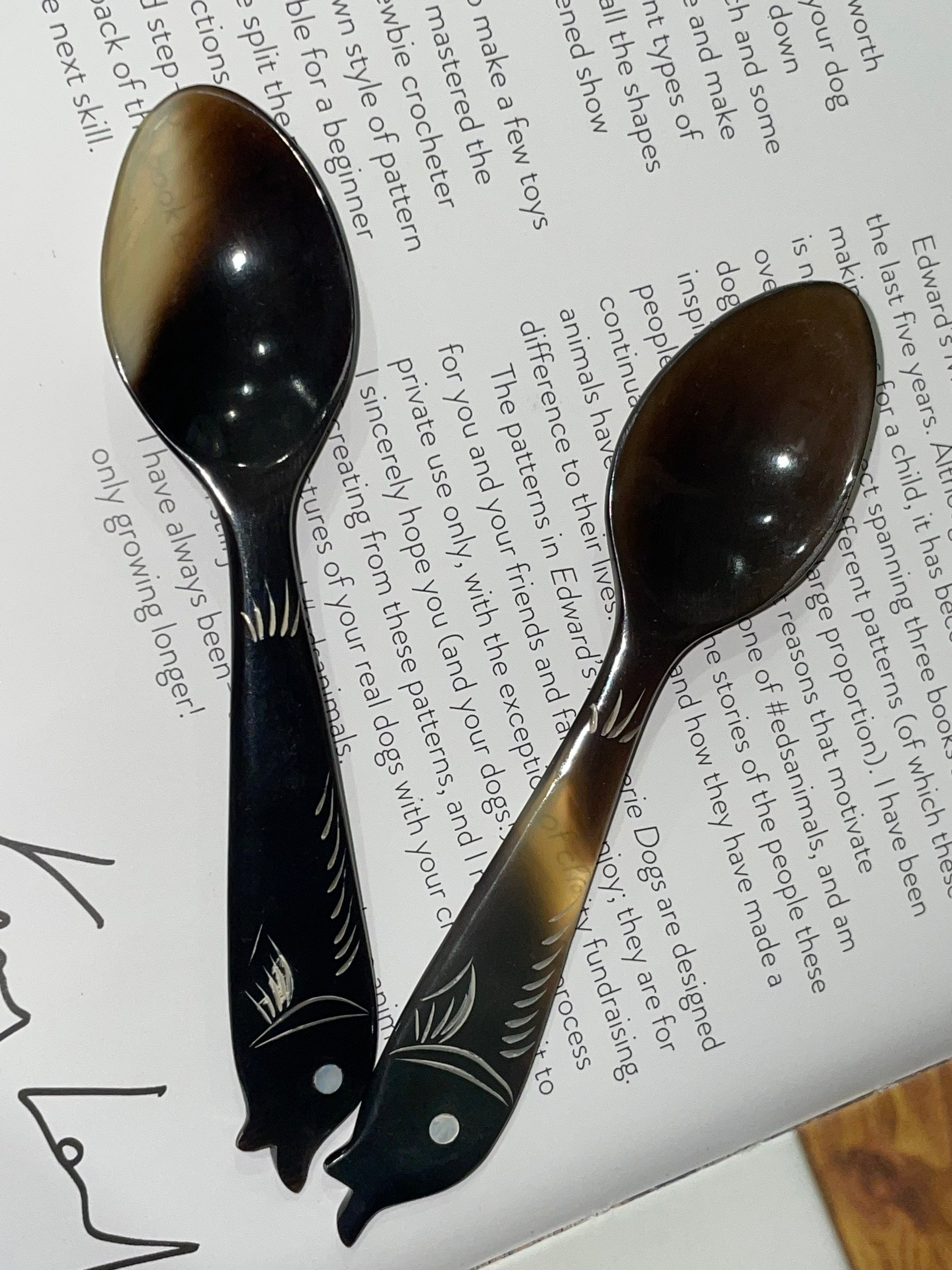 Handcrafted Unique Buffalo Horn Teaspoon Spice Spoon with Carved Fish ...